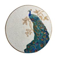 China Decorative Glass Tile Luxurious Wall Mural Peacock Mosaic Picture Tile for sale