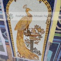 China Decorative Glass Tile Luxurious Wall Mural Peacock Mosaic Picture Tile for sale