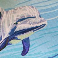 China Ocean World Dolphin Pattern Mosaic Art Tile Swimming Pool Mural Design for sale