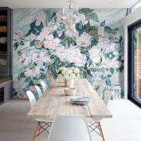 China Handcut Glass Mosaic Wall Panels Flower Animal Pattern Custom Size Art Mural for Living Room Office Decoration for sale