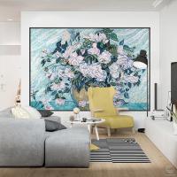 China Handcut Glass Mosaic Wall Panels Flower Animal Pattern Custom Size Art Mural for Living Room Office Decoration for sale