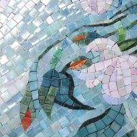 China Handcut Glass Mosaic Wall Panels Flower Animal Pattern Custom Size Art Mural for Living Room Office Decoration for sale