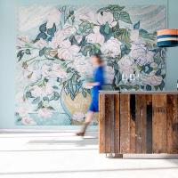 China Handcut Glass Mosaic Wall Panels Flower Animal Pattern Custom Size Art Mural for Living Room Office Decoration for sale
