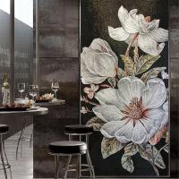 China Customized Size Jasmine Flower Pattern Glass Mosaic Mural with Acid-proof and Alkali-proof Features for sale