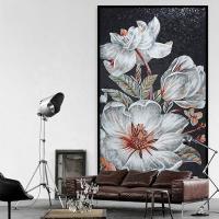 China Customized Size Jasmine Flower Pattern Glass Mosaic Mural with Acid-proof and Alkali-proof Features for sale
