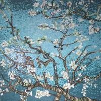 China Custom Glass Mosaic Mural Tile Flower Pattern Wall Decorative Art 300x300mm for sale