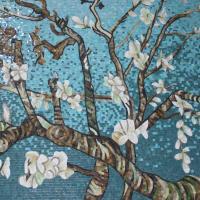China Custom Glass Mosaic Mural Tile Flower Pattern Wall Decorative Art 300x300mm for sale