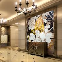 China Reception Room Decoration White Flower Designs Ceramic Mosaic Mural for sale