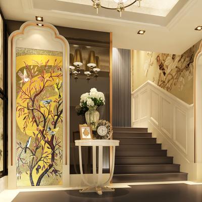 China Custom Glass Mosaic Mural Wall Art with Tree Bird Decorative Pattern 10x10mm for sale