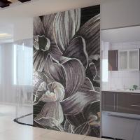 China Handmade Dark Style Glass Mosaic Flower Painting Mural Custom Size for sale