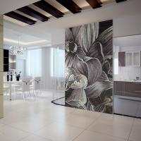 China Handmade Dark Style Glass Mosaic Flower Painting Mural Custom Size for sale