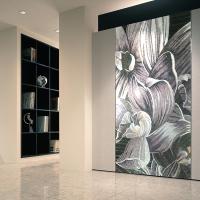 China Handmade Dark Style Glass Mosaic Flower Painting Mural Custom Size for sale