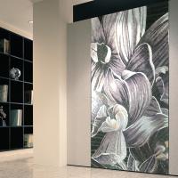 China Handmade Dark Style Glass Mosaic Flower Painting Mural Custom Size for sale