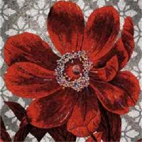 China Custom Glass Mosaic Mural Wall Hanging Red Flower Pattern Art for Bathroom Living Room for sale
