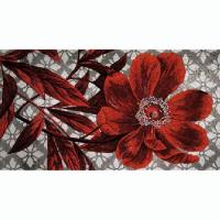 China Custom Glass Mosaic Mural Wall Hanging Red Flower Pattern Art for Bathroom Living Room for sale