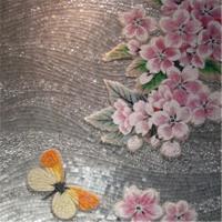 China Custom Glass Mosaic Wall Art Mural Blossom Pattern for Living Room Decor for sale