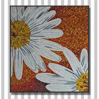 China Custom Size Glass Mosaic Mural Art Tile Flower Design Wall Hanging Decorative Painting for sale