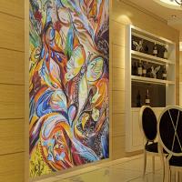 China Custom Glass Mosaic Abstract Floral Wall Mural Art Decorative Tile for Living Room for sale