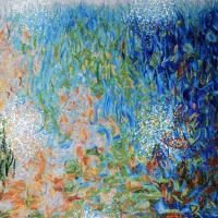 China Custom Abstract Art Glass Mosaic Mural Tile for Living Room Hallway Wall Decoration for sale