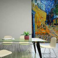 China Cafe Terrace at Night Glass Mosaic Tile Mural Backsplash Custom Size for Hotel Lobby Decoration for sale