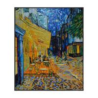 China Cafe Terrace at Night Glass Mosaic Tile Mural Backsplash Custom Size for Hotel Lobby Decoration for sale