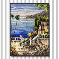 China Harbour Town Pattern Tile Living Room Art Glass Mosaic Mural for sale