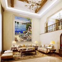 China Harbour Town Pattern Tile Living Room Art Glass Mosaic Mural for sale