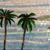 China Harbour Town Pattern Tile Living Room Art Glass Mosaic Mural for sale