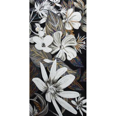 China Italy Flower Pattern Handcut Glass Mosaic Art Tile Wall Mural Decorative Design 10kg per sqm for sale