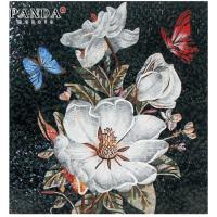 China 4mm Thickness Black White Flower Pattern  Mosaic Wall Tile Mural for Bathroom Wall Tile for sale