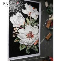 China 4mm Thickness Black White Flower Pattern  Mosaic Wall Tile Mural for Bathroom Wall Tile for sale