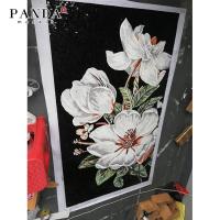 China 4mm Thickness Black White Flower Pattern  Mosaic Wall Tile Mural for Bathroom Wall Tile for sale