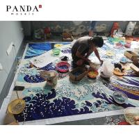 China Japanese Blue Sea Wave Pattern Mosaic Art Tile Mural 4mm 6mm 8mm for Bathroom Hotel Villa Floor Design for sale