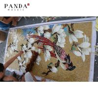 China Flower Bird Pattern Handmade Marble Mosaic Art Tile Mural Picture Polished Design for sale