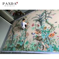 China Modern Flowers Birds Pattern Glass Mosaic Mural Tiles 4mm 6mm 8mm Wall Decoration Art for sale