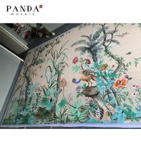 China Modern Flowers Birds Pattern Glass Mosaic Mural Tiles 4mm 6mm 8mm Wall Decoration Art for sale
