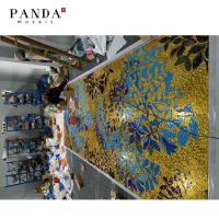 China Multicolor Flower Pattern Handmade Marble Mosaic Art Tile Mural Floor Wall Design for sale