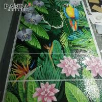China Flower Bird Pattern Gold Cutting Mosaic Art Tile Mural Wall Floor Kitchen Decor for sale
