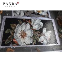 China Jasmine Flower Pattern Glass Mosaic Art Tile Mural Elegant Fresh Decorative Design for sale