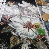 China Jasmine Flower Pattern Glass Mosaic Art Tile Mural Elegant Fresh Decorative Design for sale