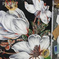 China Jasmine Flower Pattern Glass Mosaic Art Tile Mural Elegant Fresh Decorative Design for sale
