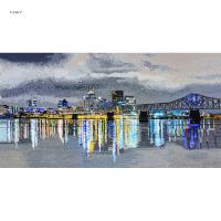 China Customized City Night View Glass Mosaic Art Tile Decorative Wall Panel 4mm for sale
