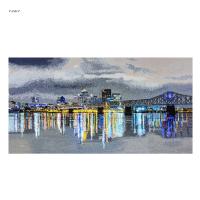China Customized City Night View Glass Mosaic Art Tile Decorative Wall Panel 4mm for sale