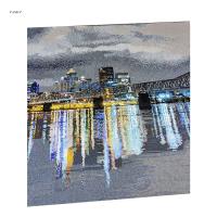 China Customized City Night View Glass Mosaic Art Tile Decorative Wall Panel 4mm for sale