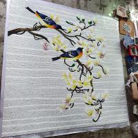 China Custom Floral Bird Pattern Glass Mosaic Mural Tile 4mm 6mm 8mm Thickness for sale