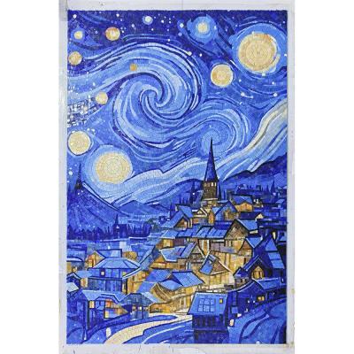 China 4mm Thick Waterproof Customizable Glass Mosaic Mural Tile for Hotel Bathroom Wall Decoration for sale