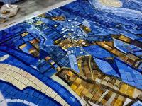China 4mm Thick Waterproof Customizable Glass Mosaic Mural Tile for Hotel Bathroom Wall Decoration for sale