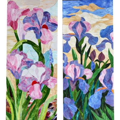 China Modern Nature Floral Pattern Glass Mosaic Art Tile Wall Mural 4mm 6mm 8mm Custom Size for sale