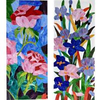 China Modern Nature Floral Pattern Glass Mosaic Art Tile Wall Mural 4mm 6mm 8mm Custom Size for sale
