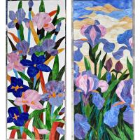 China Modern Nature Floral Pattern Glass Mosaic Art Tile Wall Mural 4mm 6mm 8mm Custom Size for sale
